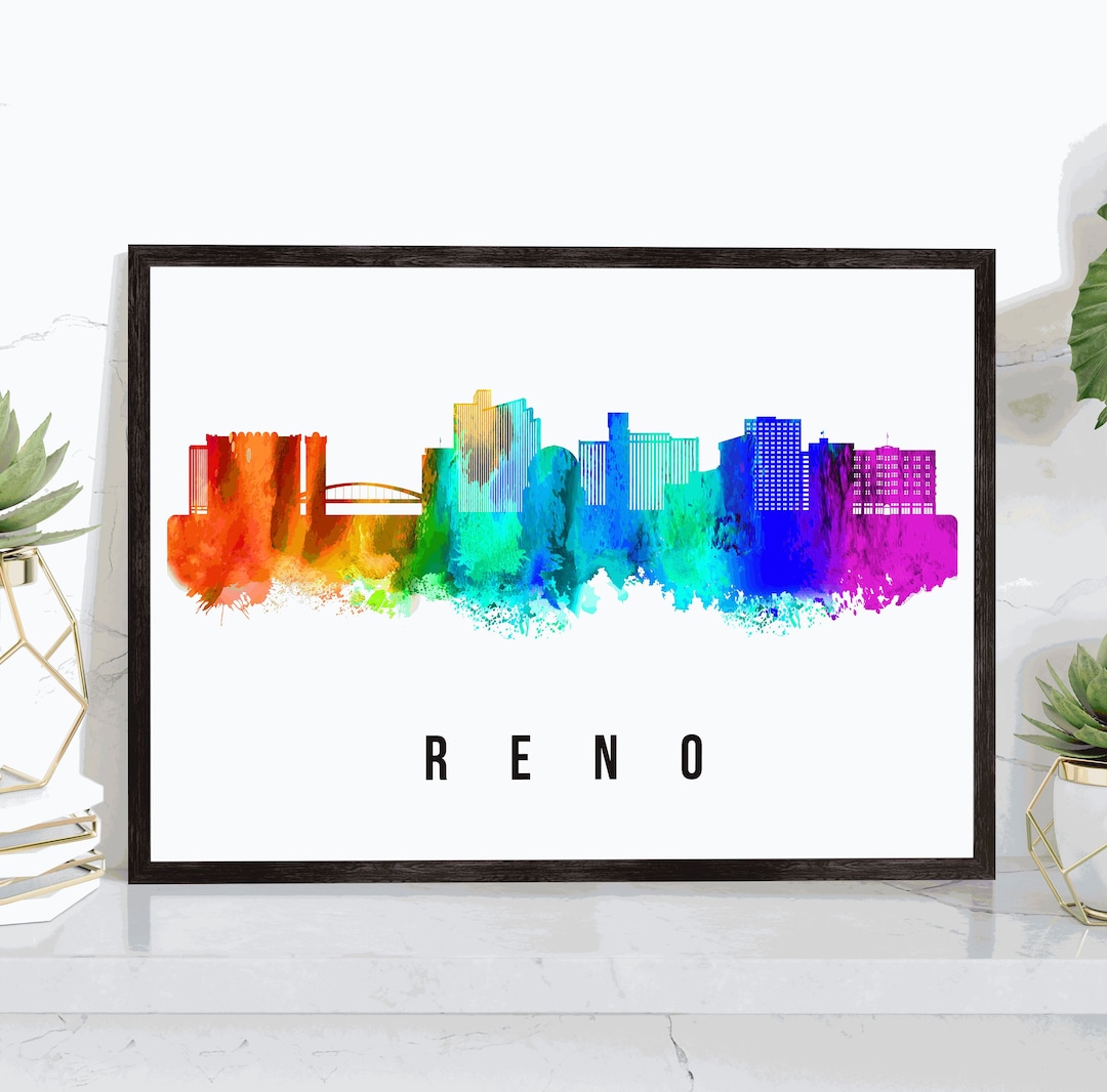 Reno - Nevada Skyline Poster, Reno - Nevada Cityscape Painting, Reno ...