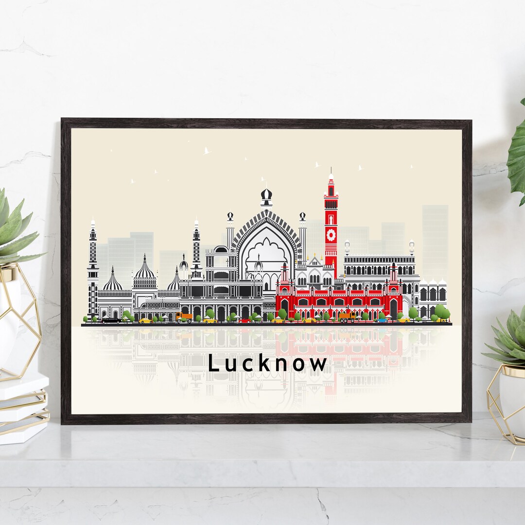 LUCKNOW INDIA Illustration Skyline Poster, Modern Skyline Cityscape ...