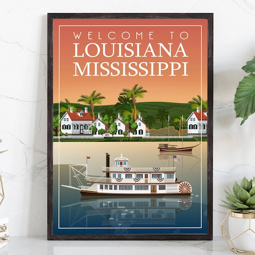 Retro Style Travel Poster Louisiana Vintage Rustic Poster - Etsy