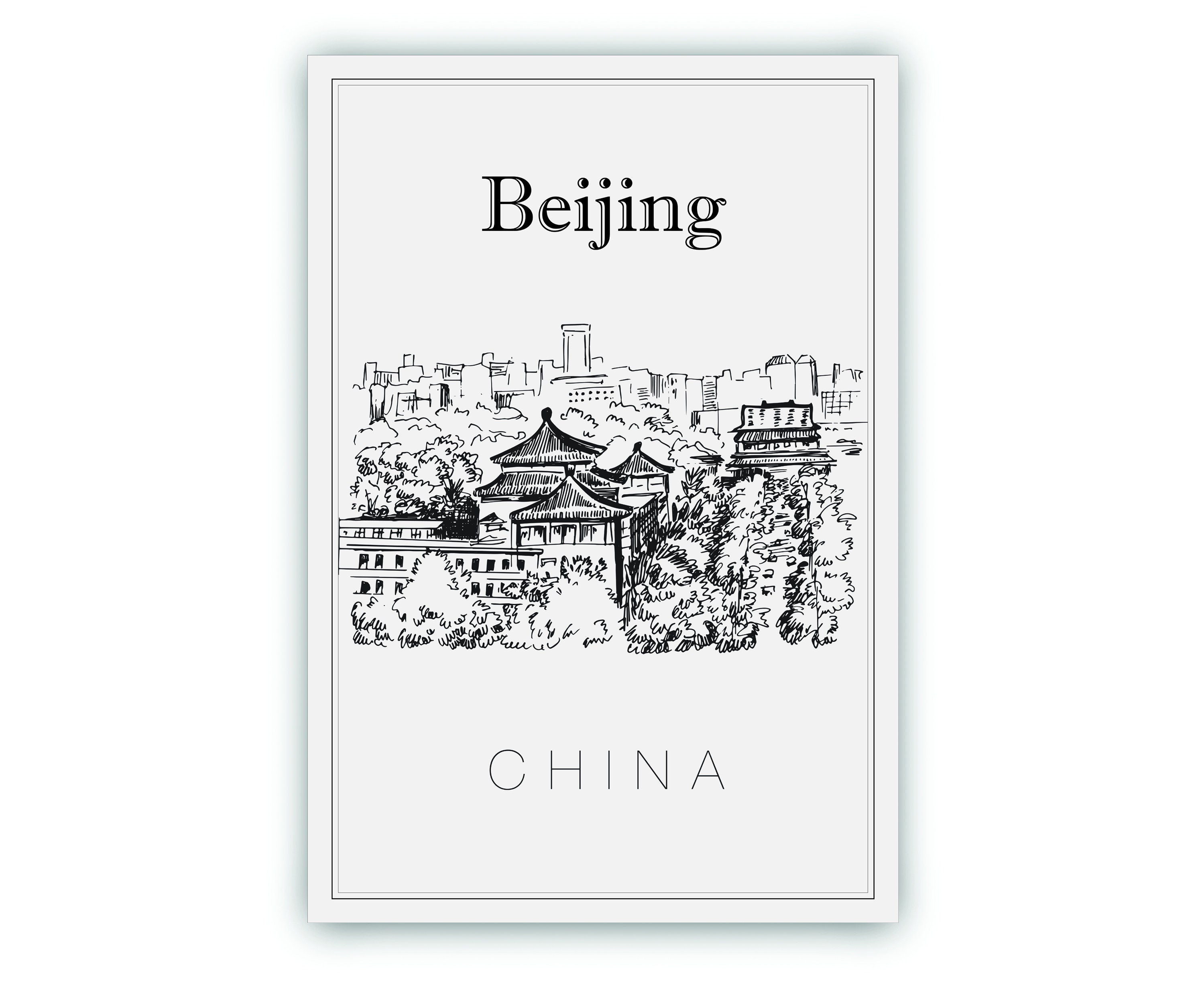 Hand Drawn Poster Beijing Travel Poster China Poster Wall - Etsy