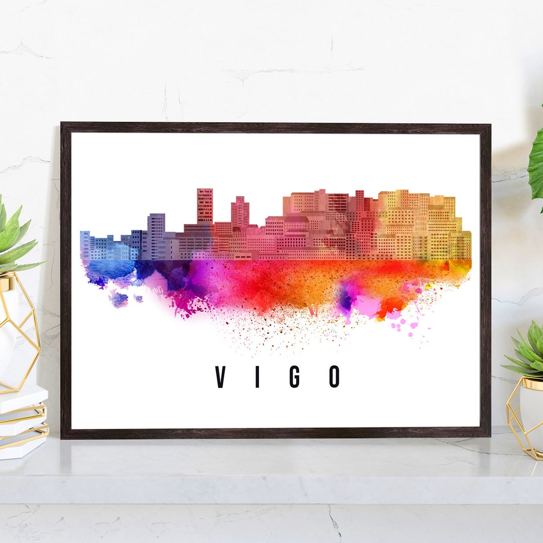Vigo Spain Poster, Skyline Cityscape Poster, Spain Valencia Landmark ...
