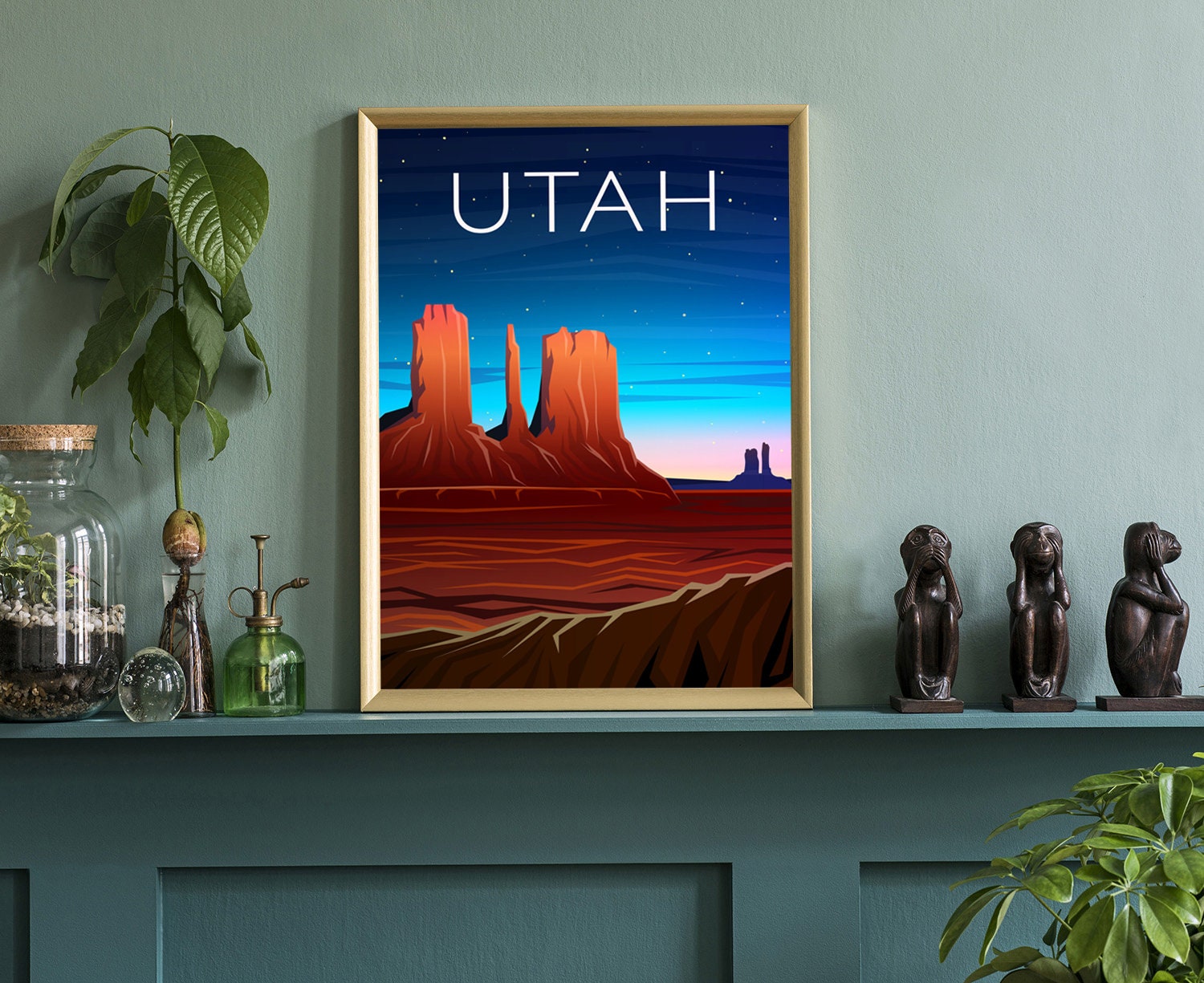 Retro Style Travel Poster Utah Vintage Rustic Poster Print | Etsy