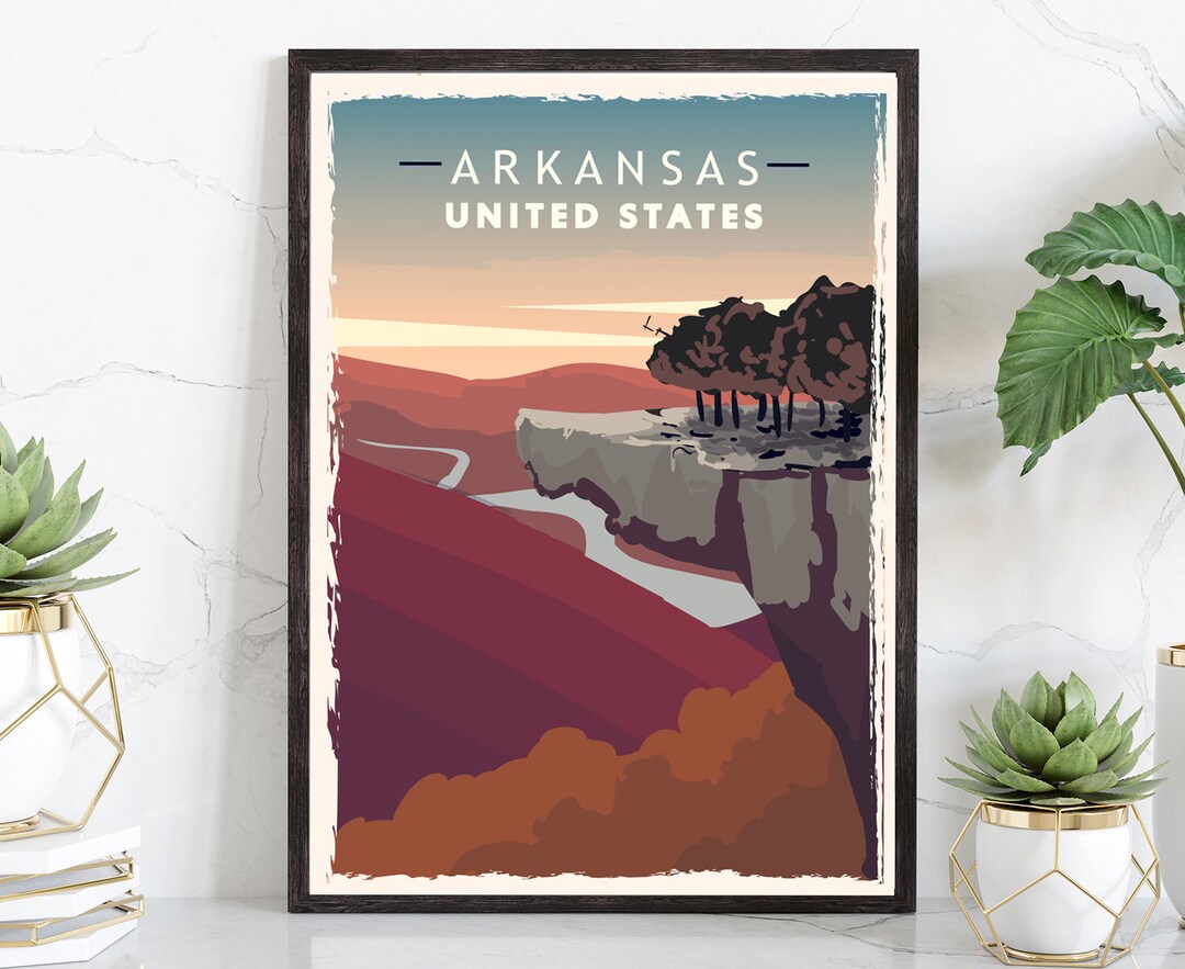 Retro Style Travel Poster, Arkansas Vintage State Poster Print, Home ...