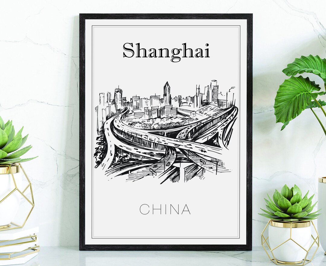 Hand Drawn Poster, Shanghai Travel Poster, Shanghai Poster Wall Art ...