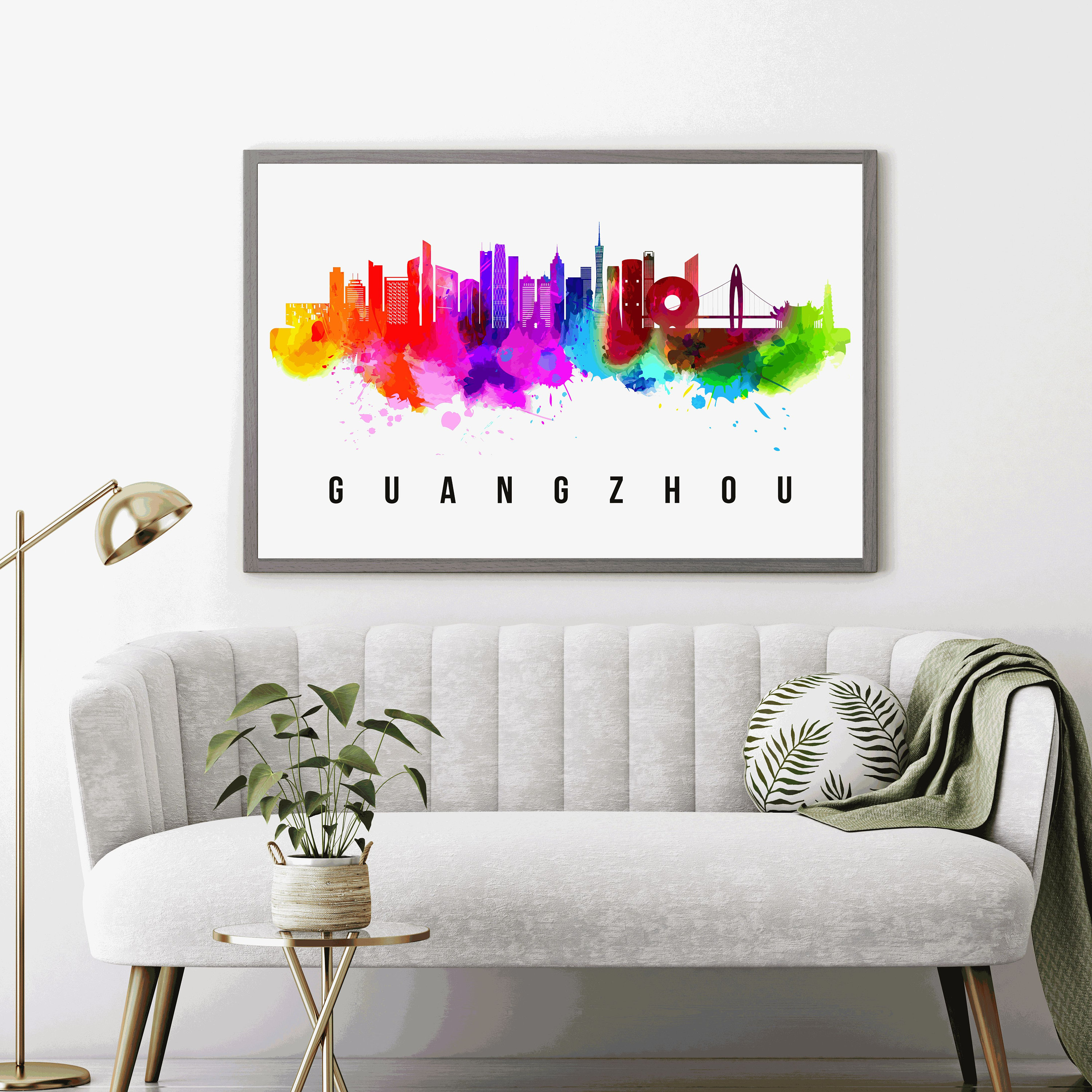 GUANGZHOU - CHINA Poster, Skyline Poster Cityscape and Landmark Print ...