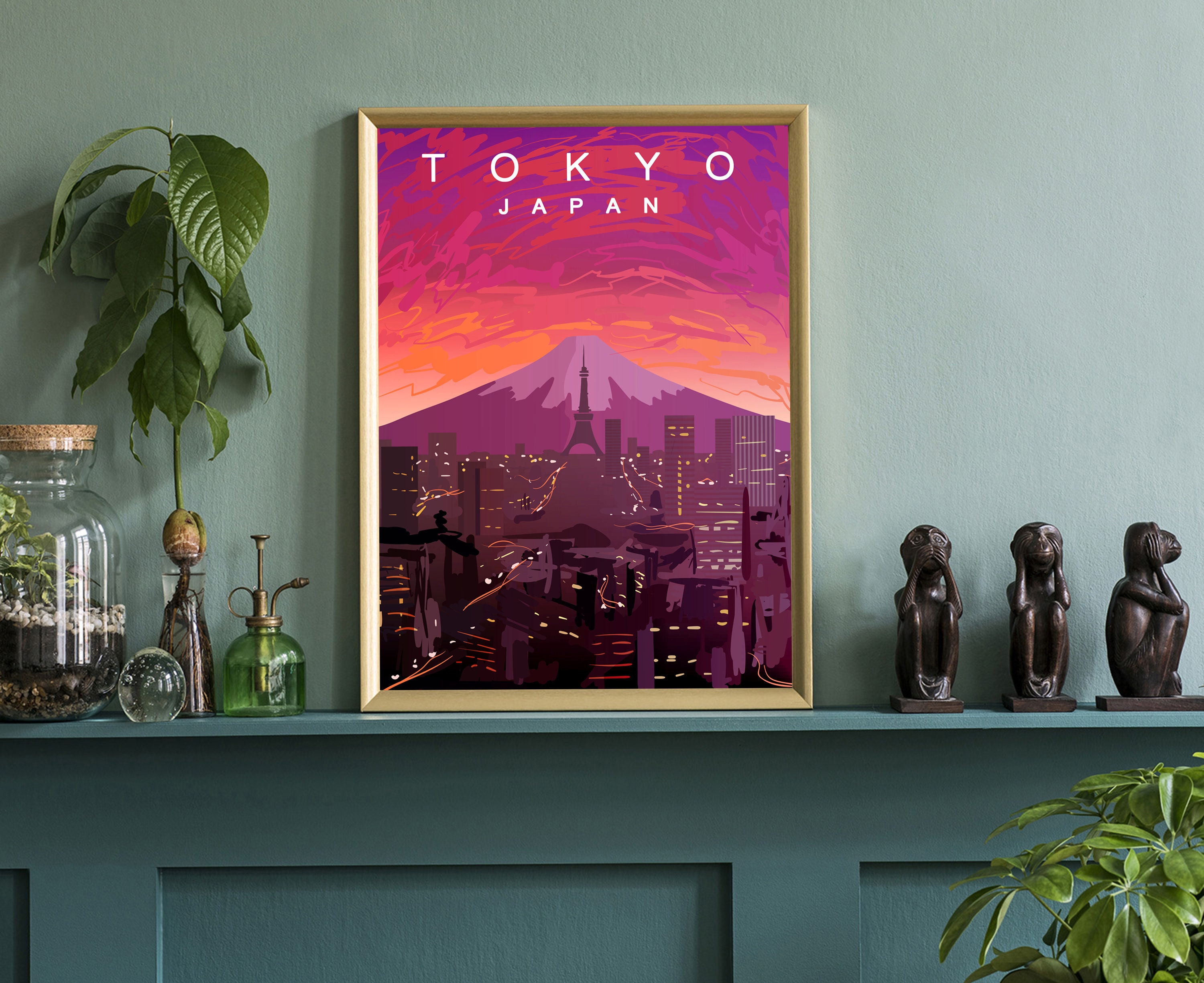 TOKYO TRAVEL POSTER Tokyo Japan Cityscape and Landmark Poster - Etsy