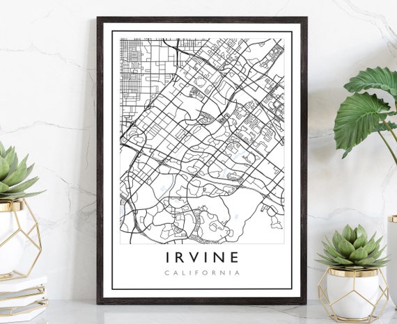 Irvine California City Map California City Road Map Poster - Etsy
