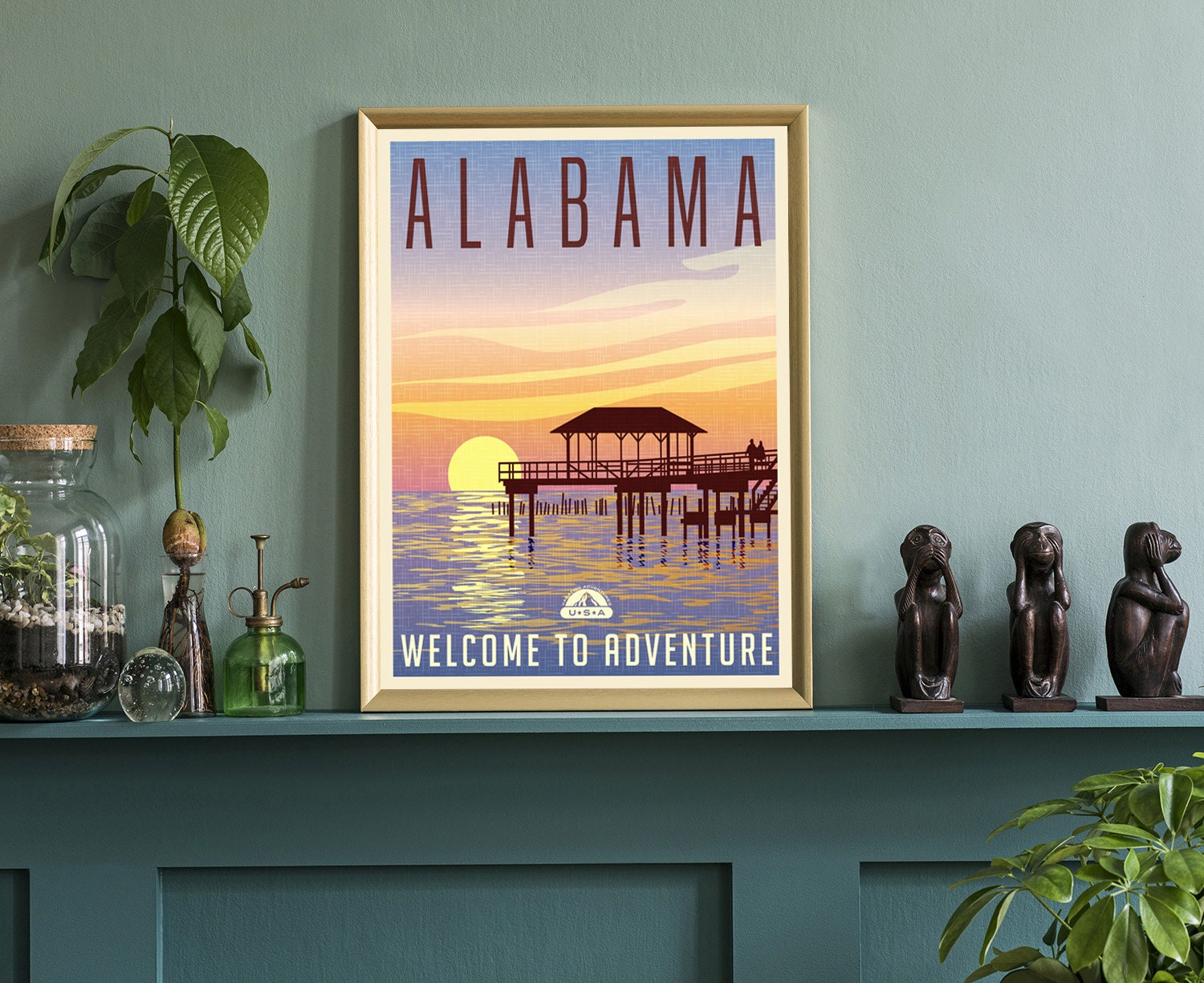 Retro Style Travel Poster Alabama Vintage Rustic Poster | Etsy