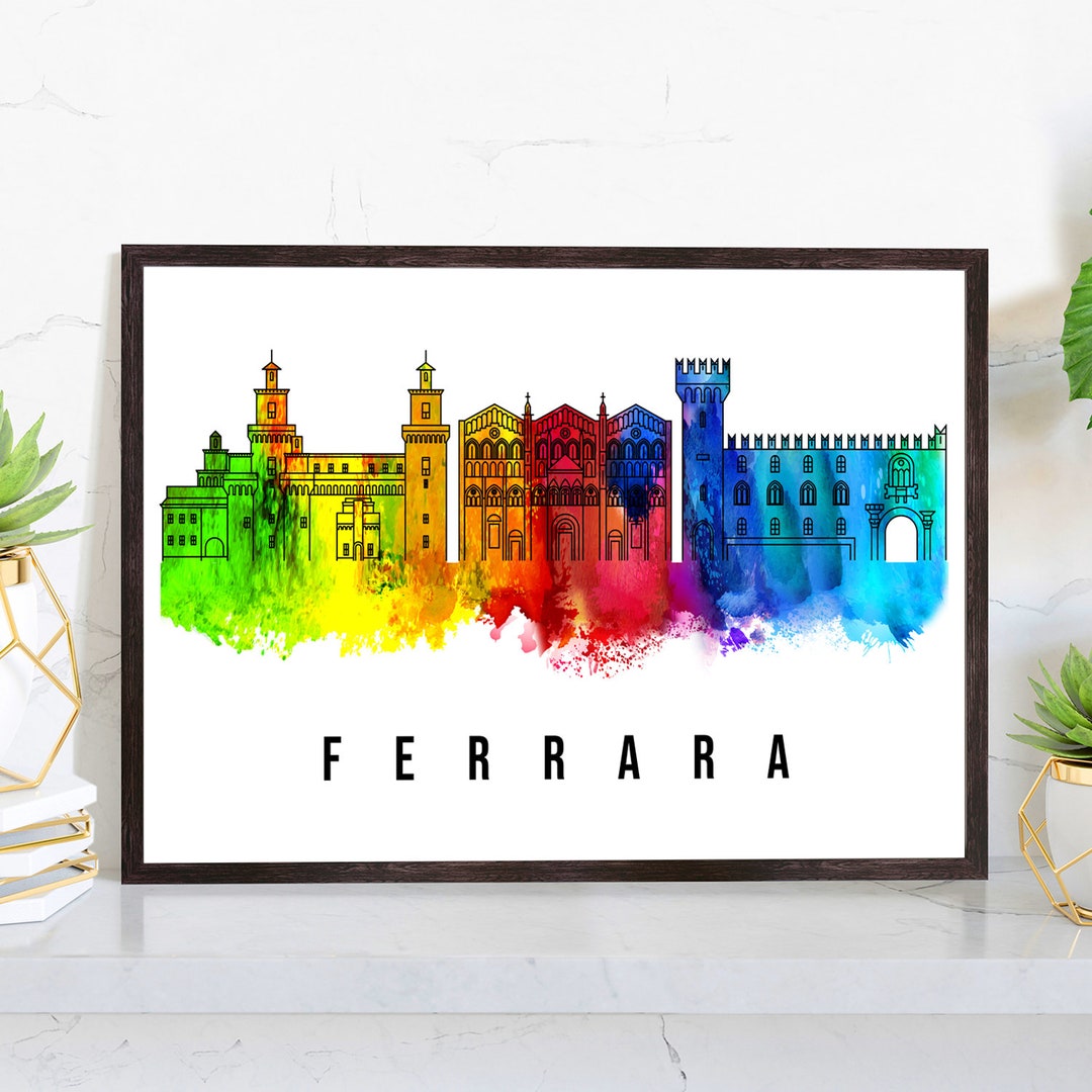 Ferrara Italy Poster, Skyline Poster Cityscape Poster, Italy Landmark ...