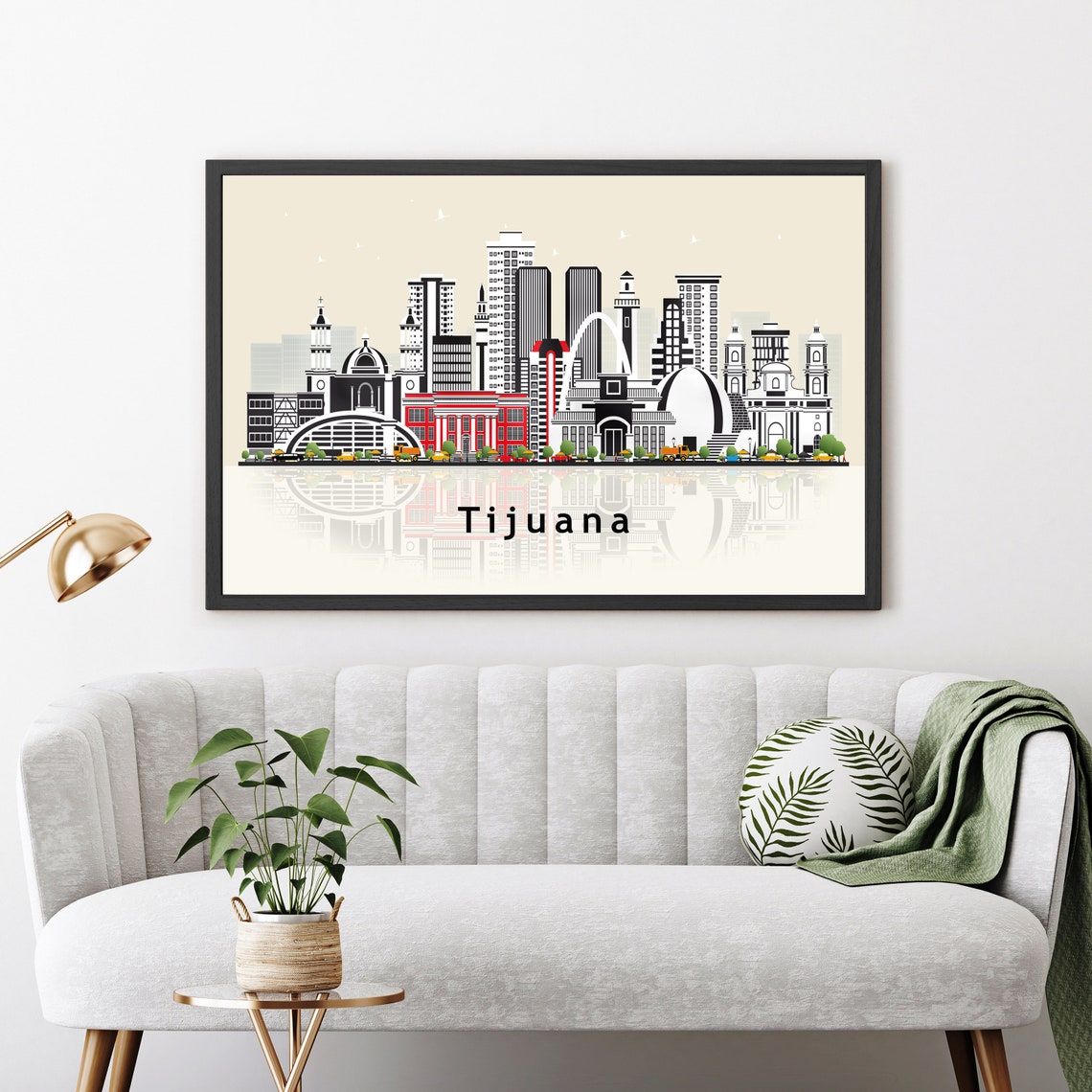 TIJUANA MEXICO Illustration Skyline Poster, Modern Skyline Cityscape ...