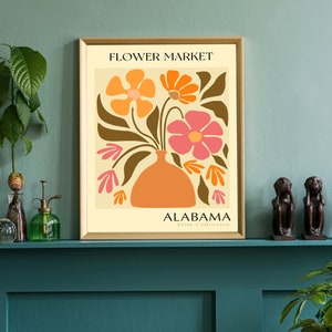 Alabama State Flower Print, USA States Poster, Alabama Flower Market ...