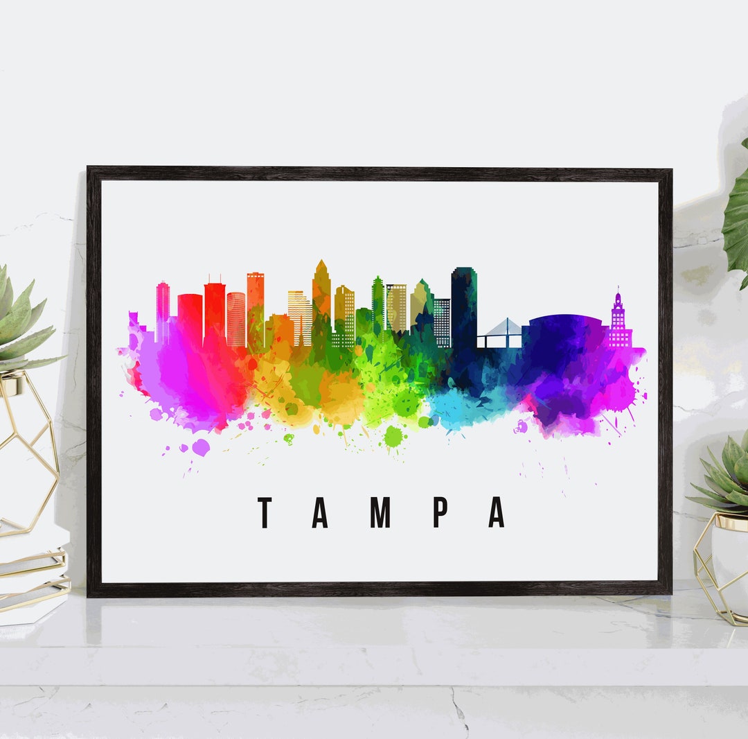Tampa Florida Skyline Poster, Tampa Florida Cityscape Print, Tampa ...