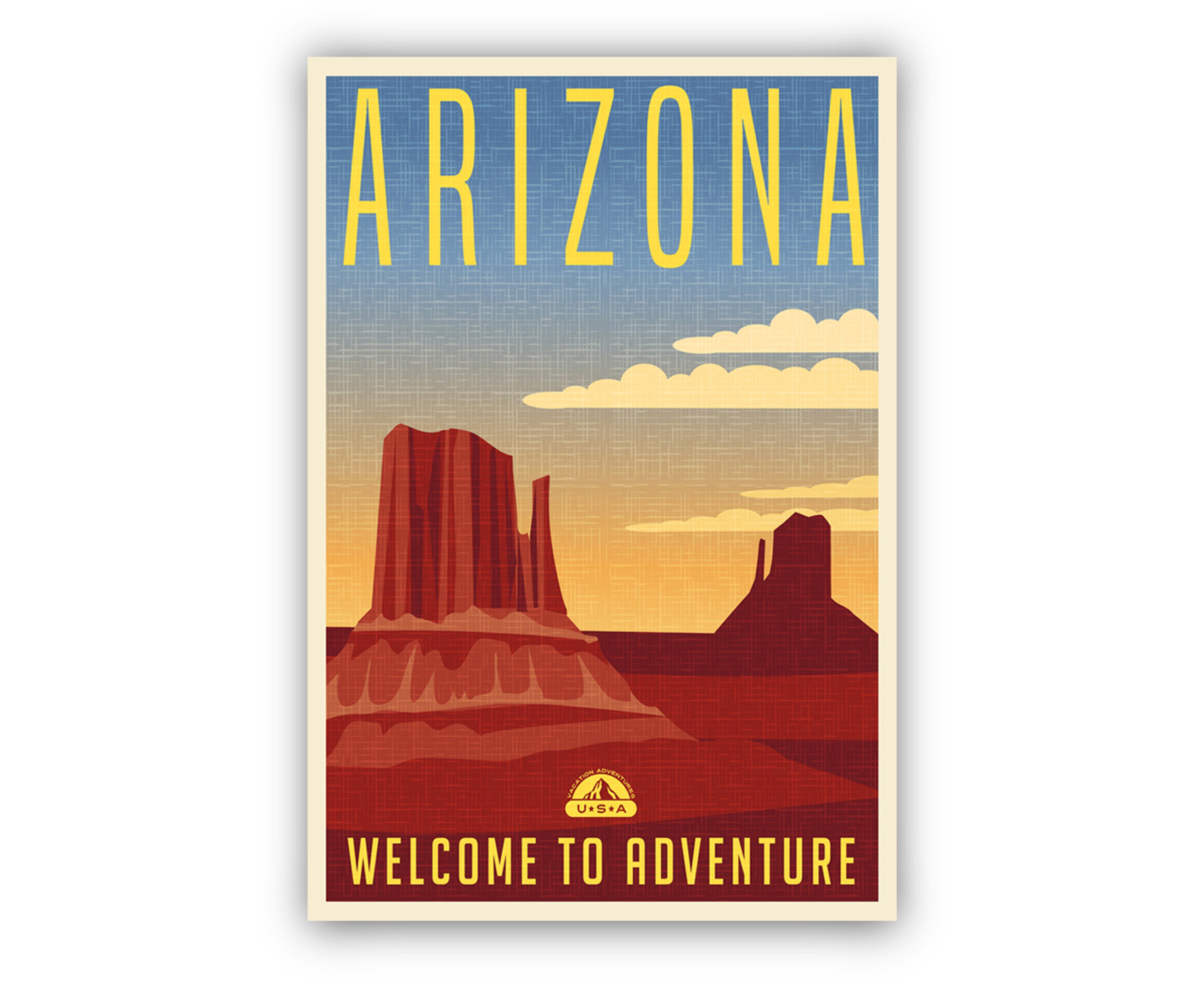 Retro Style Travel Poster, Arizona Vintage Rustic Poster Print, Home ...