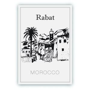 Hand-drawn Poster, Rabat Travel Poster, Morocco Poster, Office Wall Art ...