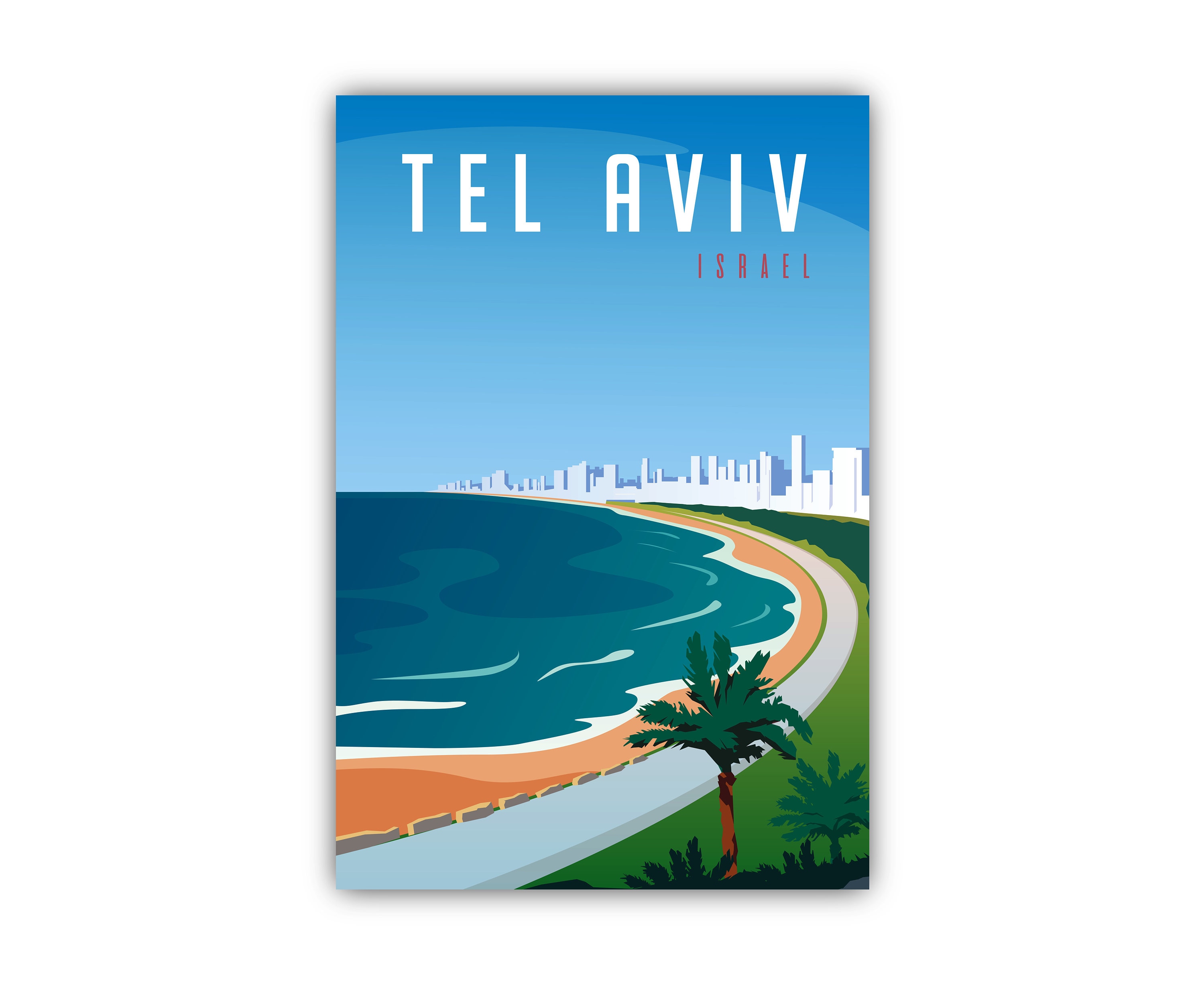 Retro Style Travel Poster Israel Tel Aviv Vintage Rustic - Etsy