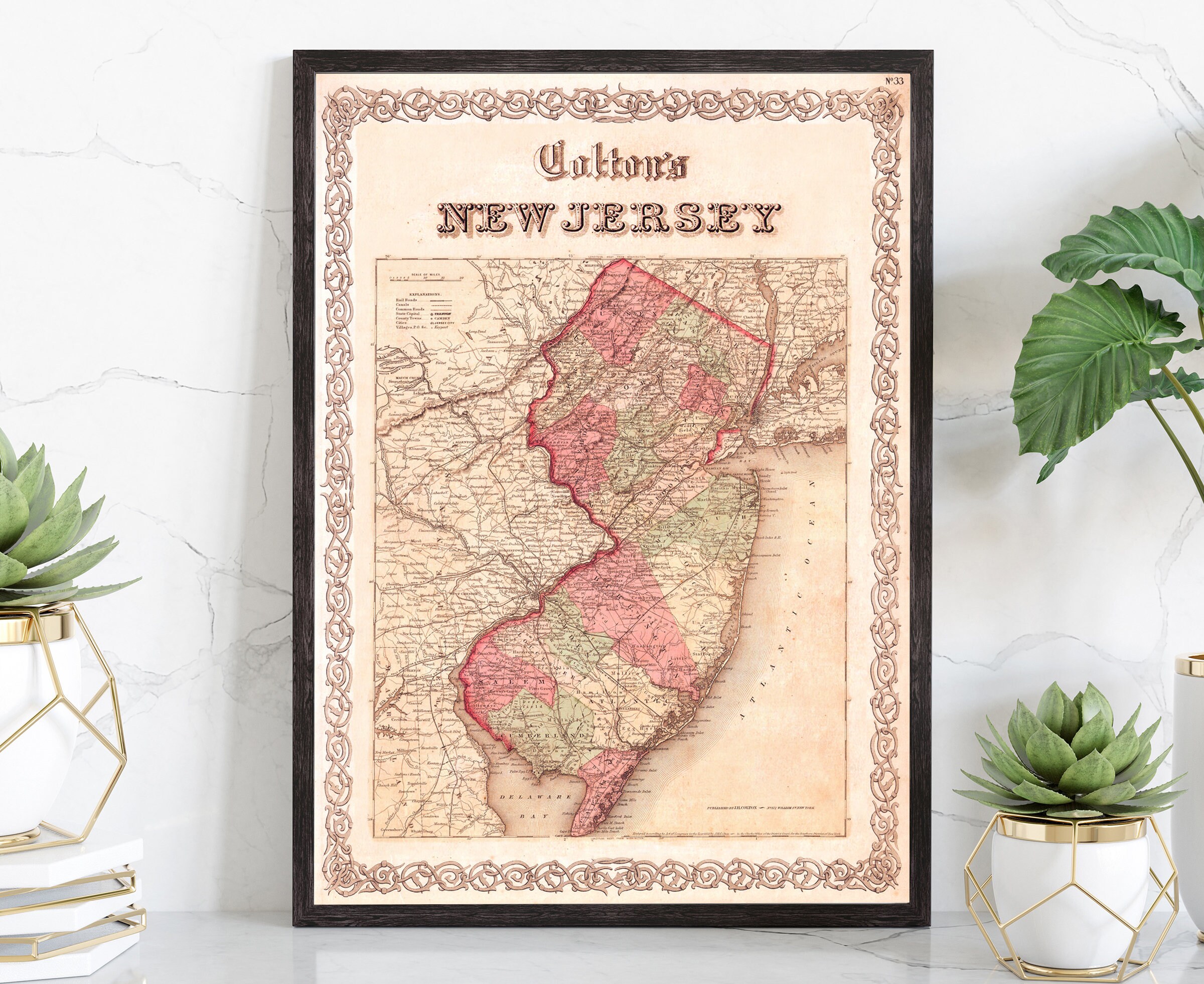 Retro Style Travel Poster New Jersey Vintage Rustic Poster | Etsy