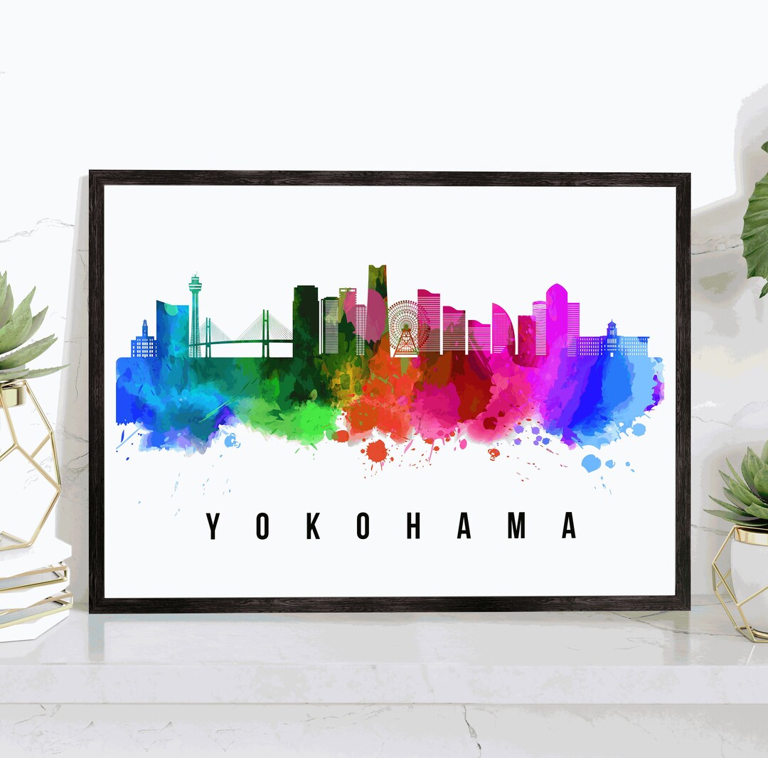 YOKOHAMA - JAPAN Poster, Skyline Poster Cityscape and Landmark Yokohama ...