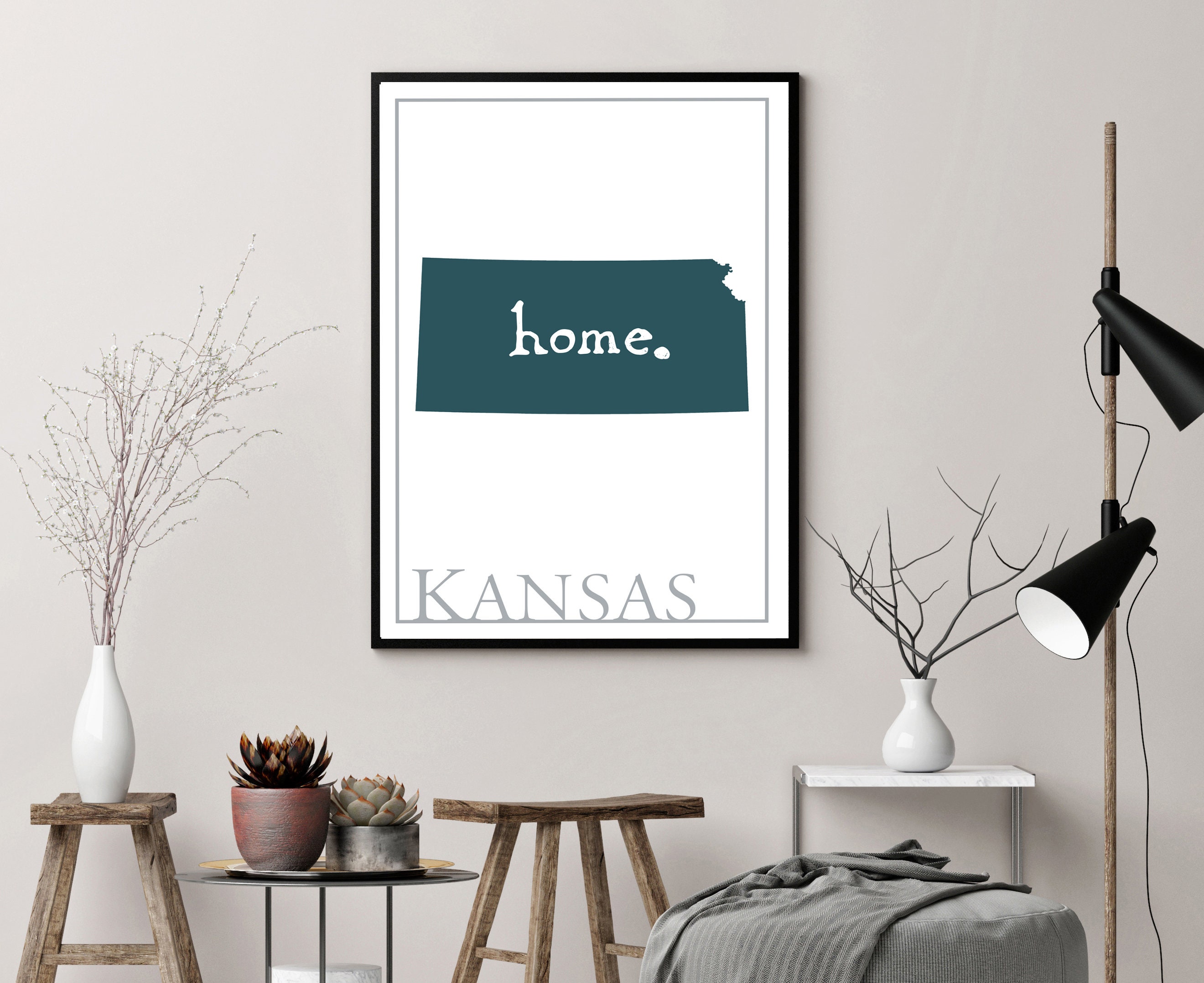 Kansas Map Wall Art Kansas Modern Map Poster Print Home Wall | Etsy