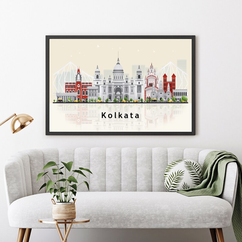KOLKATA INDIA Illustration Skyline Poster Modern Skyline - Etsy