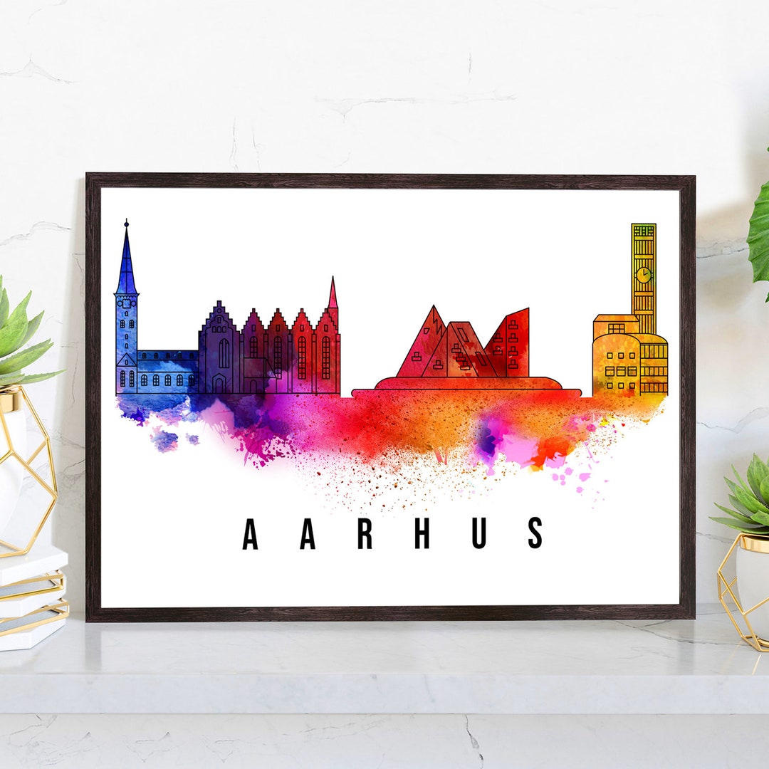 Aarhus Denmark Poster, Skyline Poster Cityscape Poster, Landmark City ...