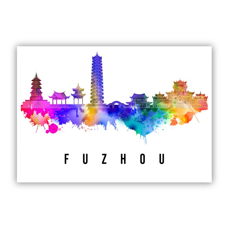 Pera Print Fuzhou China Skyline Poster, Fuzhou China Poster ...