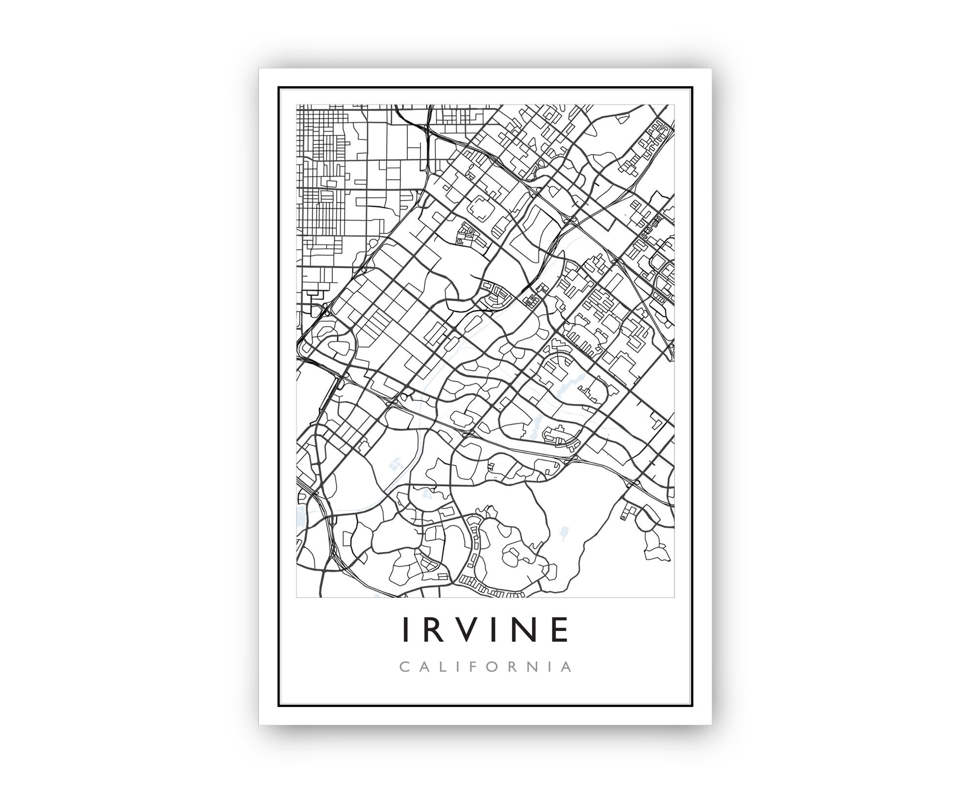 Irvine California City Map California City Road Map Poster - Etsy
