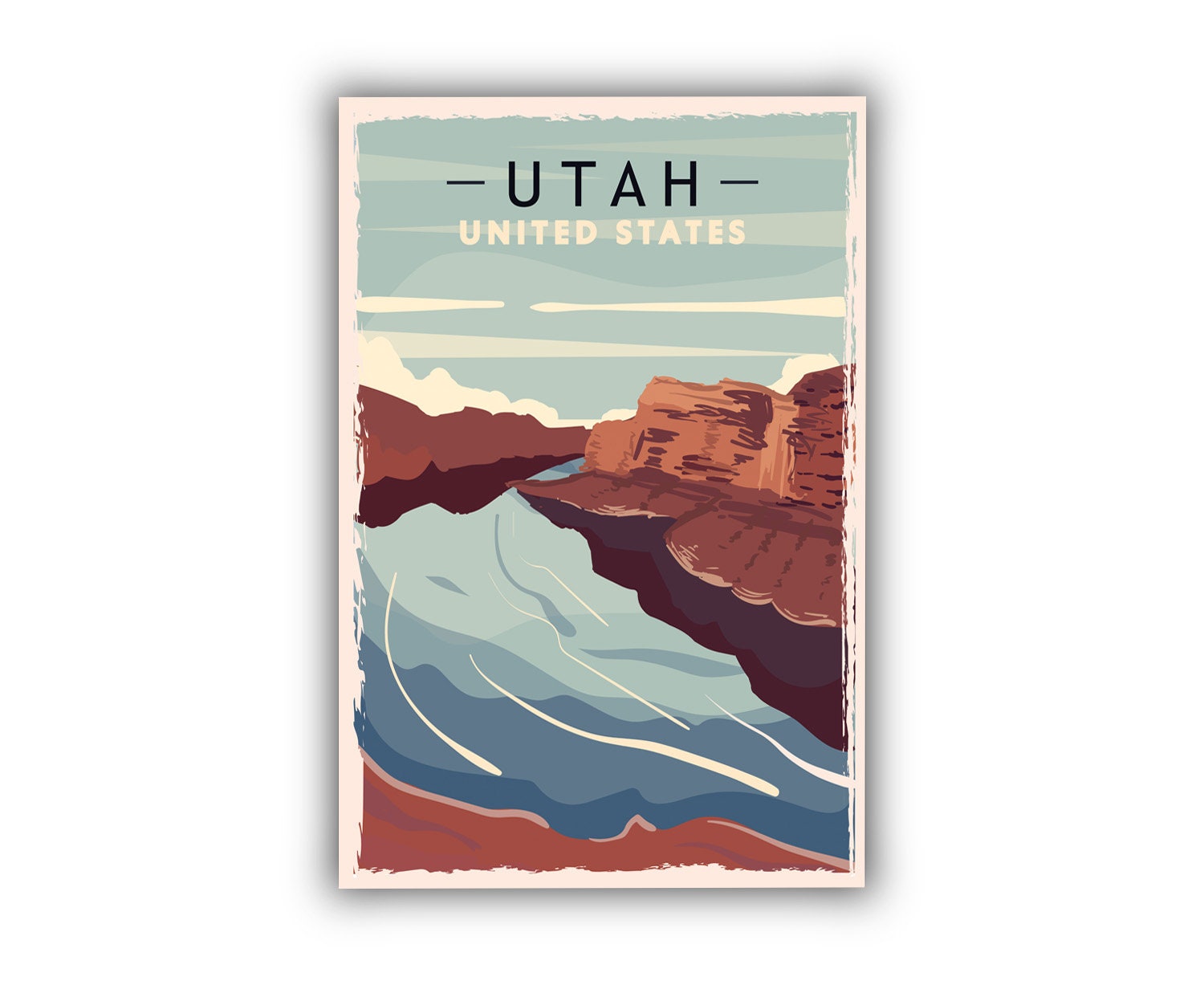 Retro Style Travel Poster Utah Vintage Rustic Poster Print - Etsy