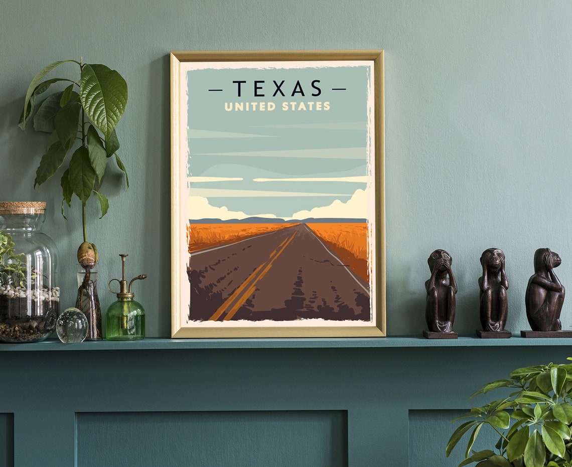 Retro Style Travel Poster Texas Vintage Rustic Poster Print - Etsy
