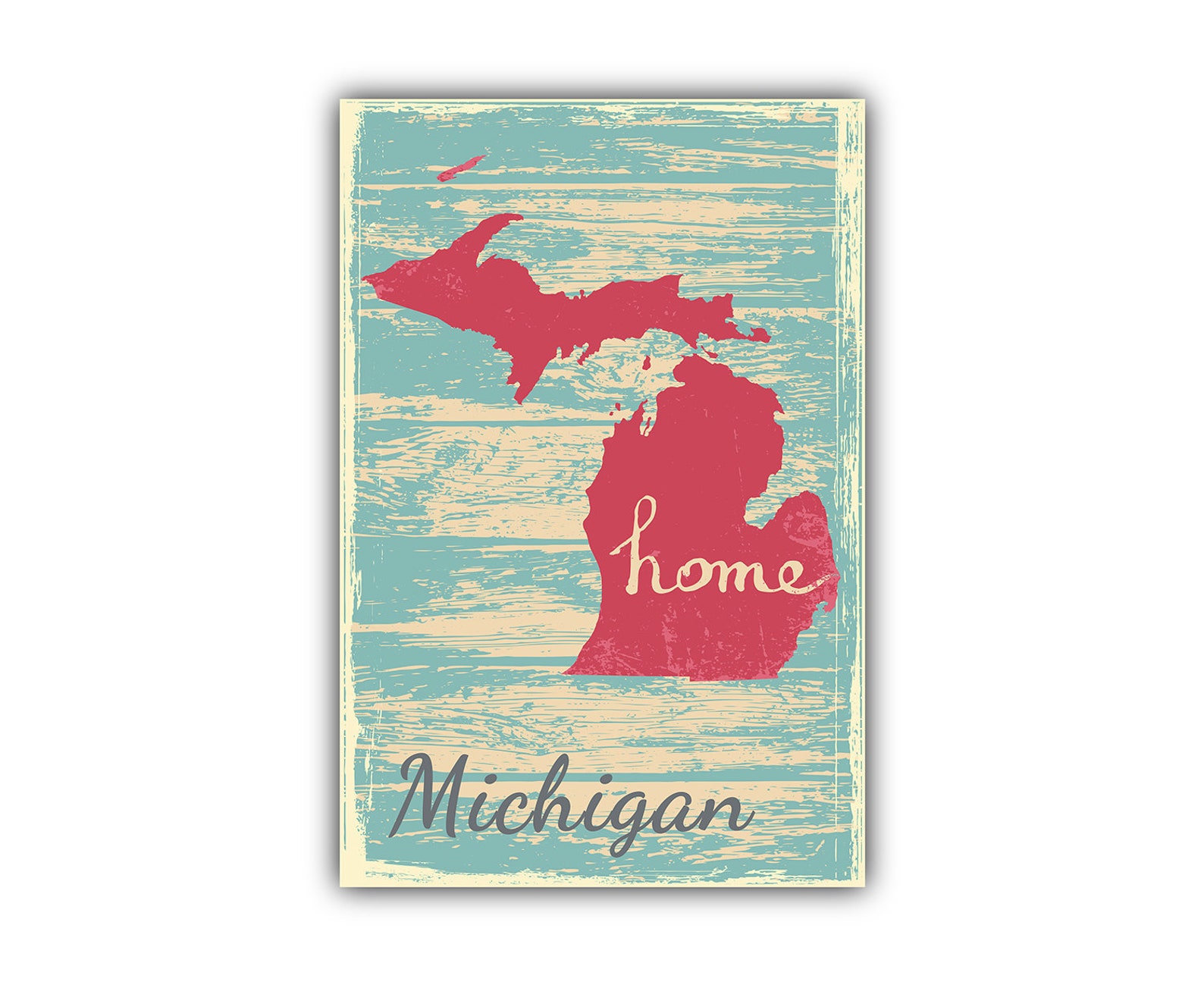 Retro Style Travel Poster Michigan Vintage State Poster - Etsy