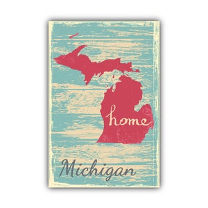 Retro Style Travel Poster, Michigan Vintage State Poster Printing, Home ...