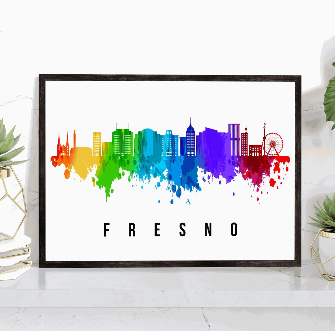 Fresno Skyline California Poster, California Cityscape Painting, Fresno ...