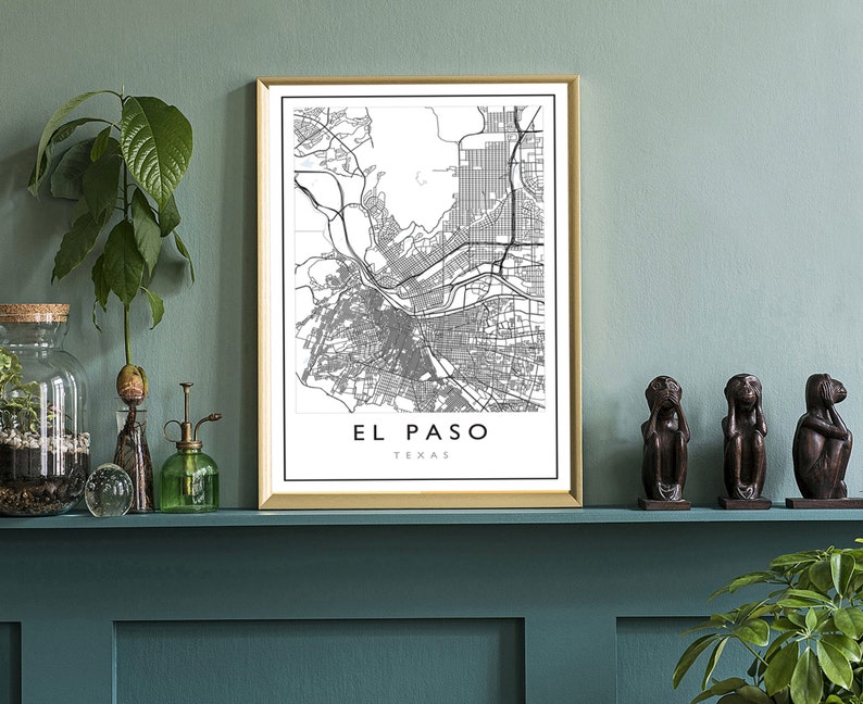 El Paso Texas City Map El Paso City Road Map Poster City - Etsy