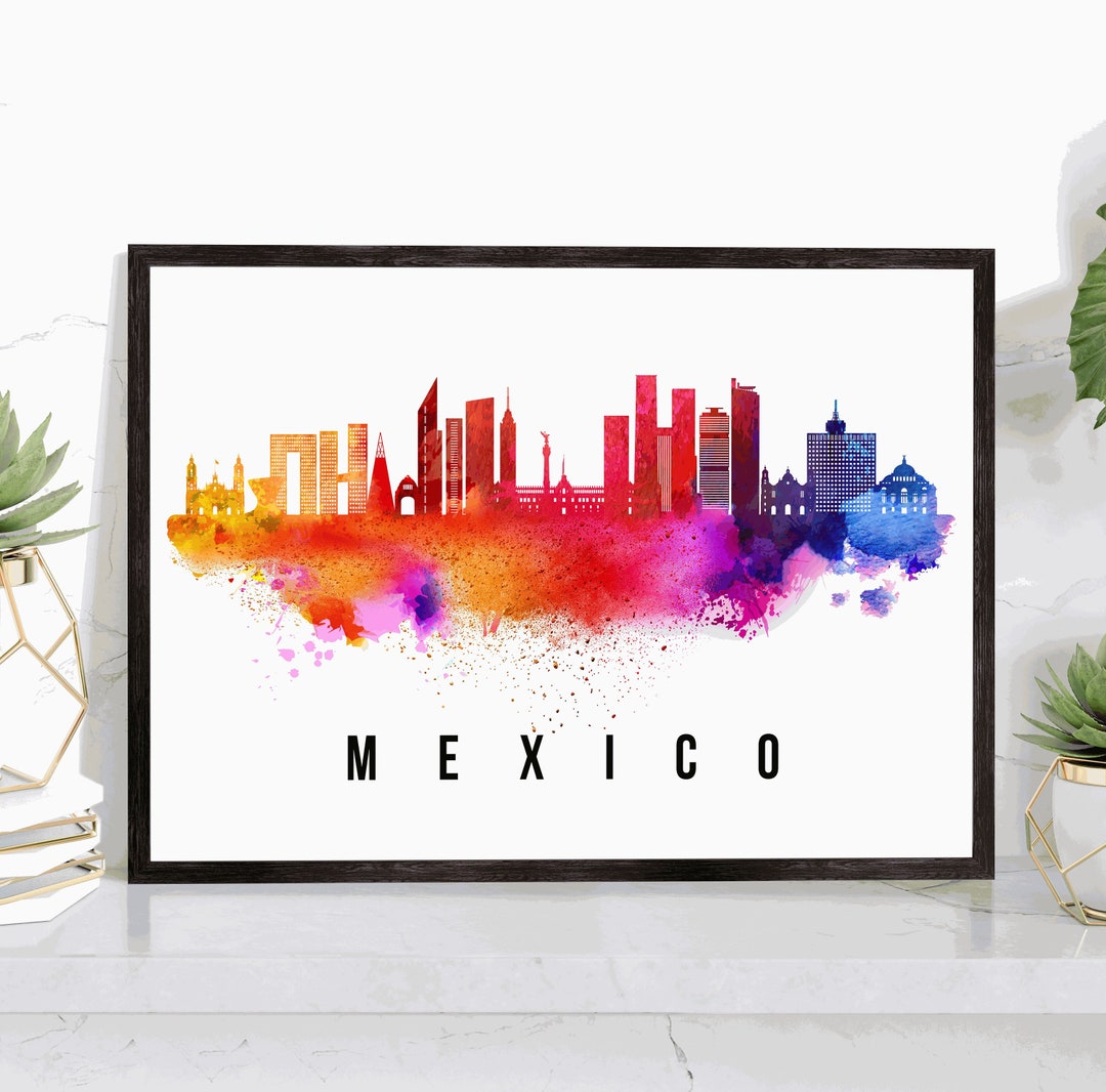 MEXICO CITY - MEXICO Poster, Skyline Poster Cityscape and Landmark ...