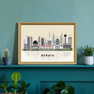 ANKARA TURKEY Illustration Skyline Poster, Modern Skyline Cityscape ...