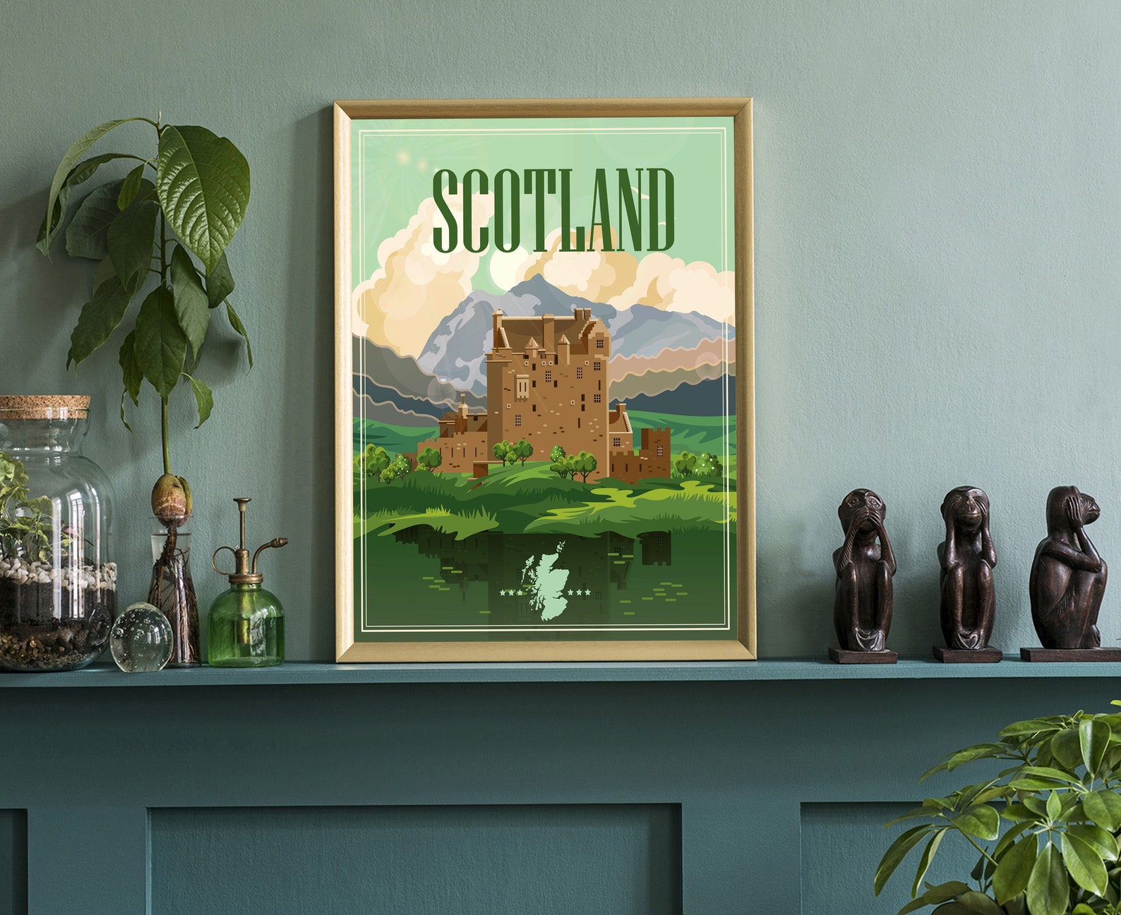 SCOTLAND TRAVEL POSTER, Scotland Cityscape and Landmark Poster Wall Art ...