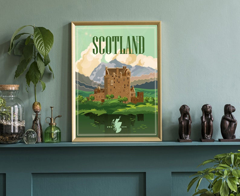 SCOTLAND TRAVEL POSTER Scotland Cityscape and Landmark Poster | Etsy