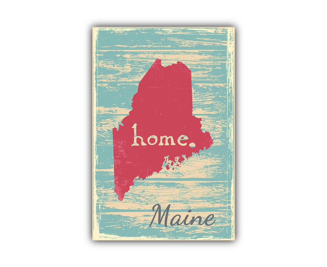 Retro Style Travel Poster, Maine Vintage Art Poster Printing, Home Wall ...