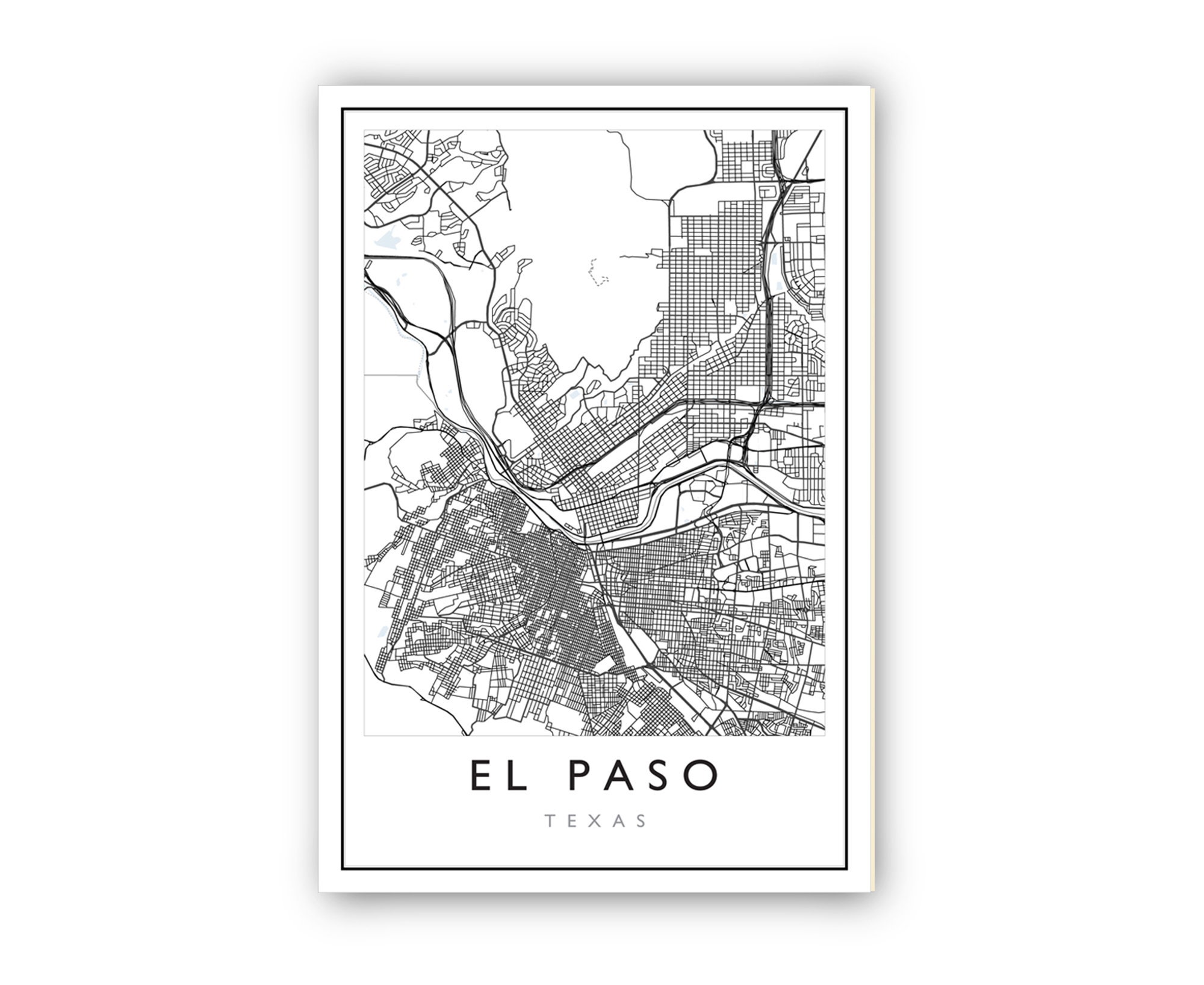 El Paso Texas City Map El Paso City Road Map Poster City - Etsy