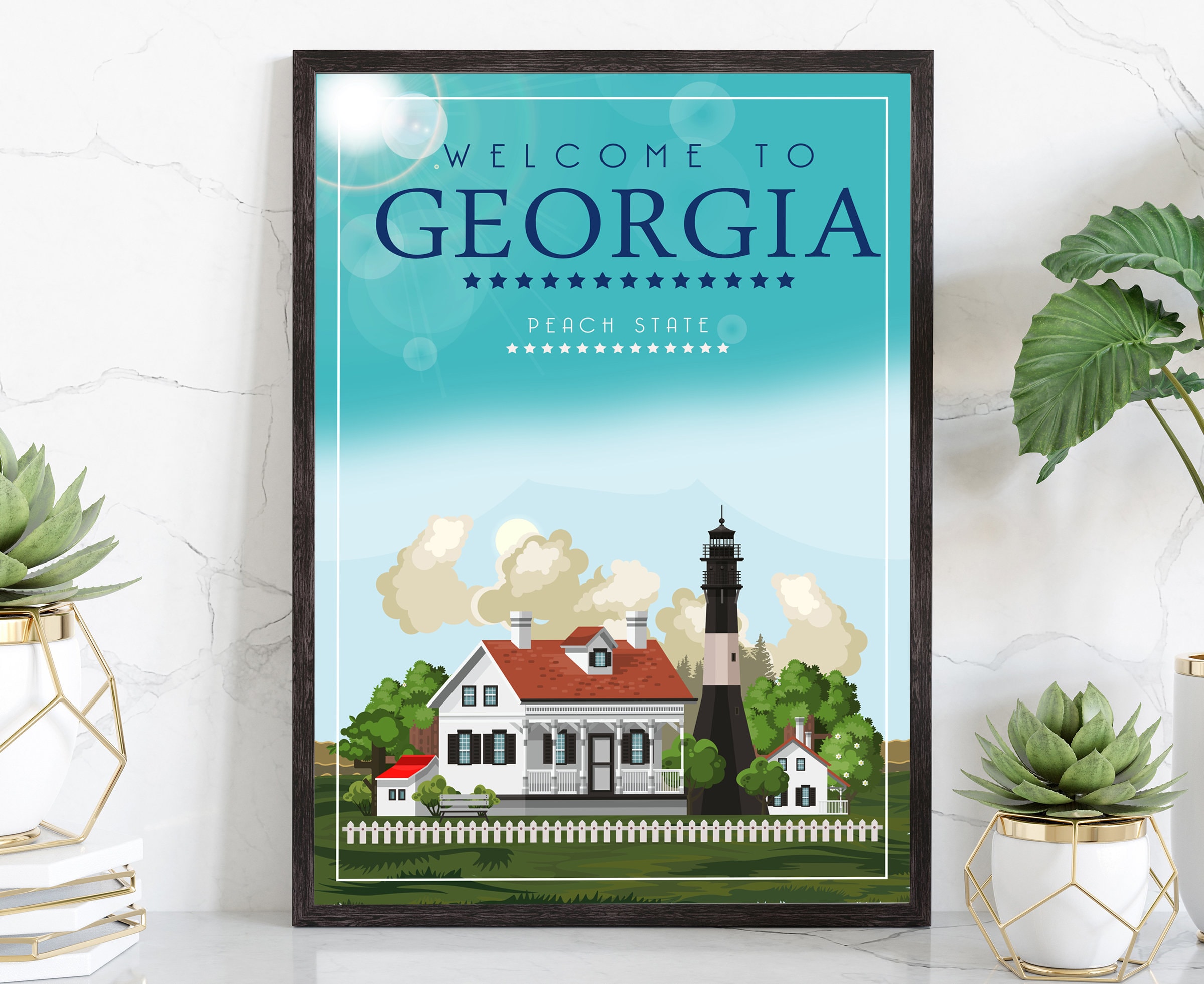 Retro Style Travel Poster Georgia Vintage Rustic Poster - Etsy