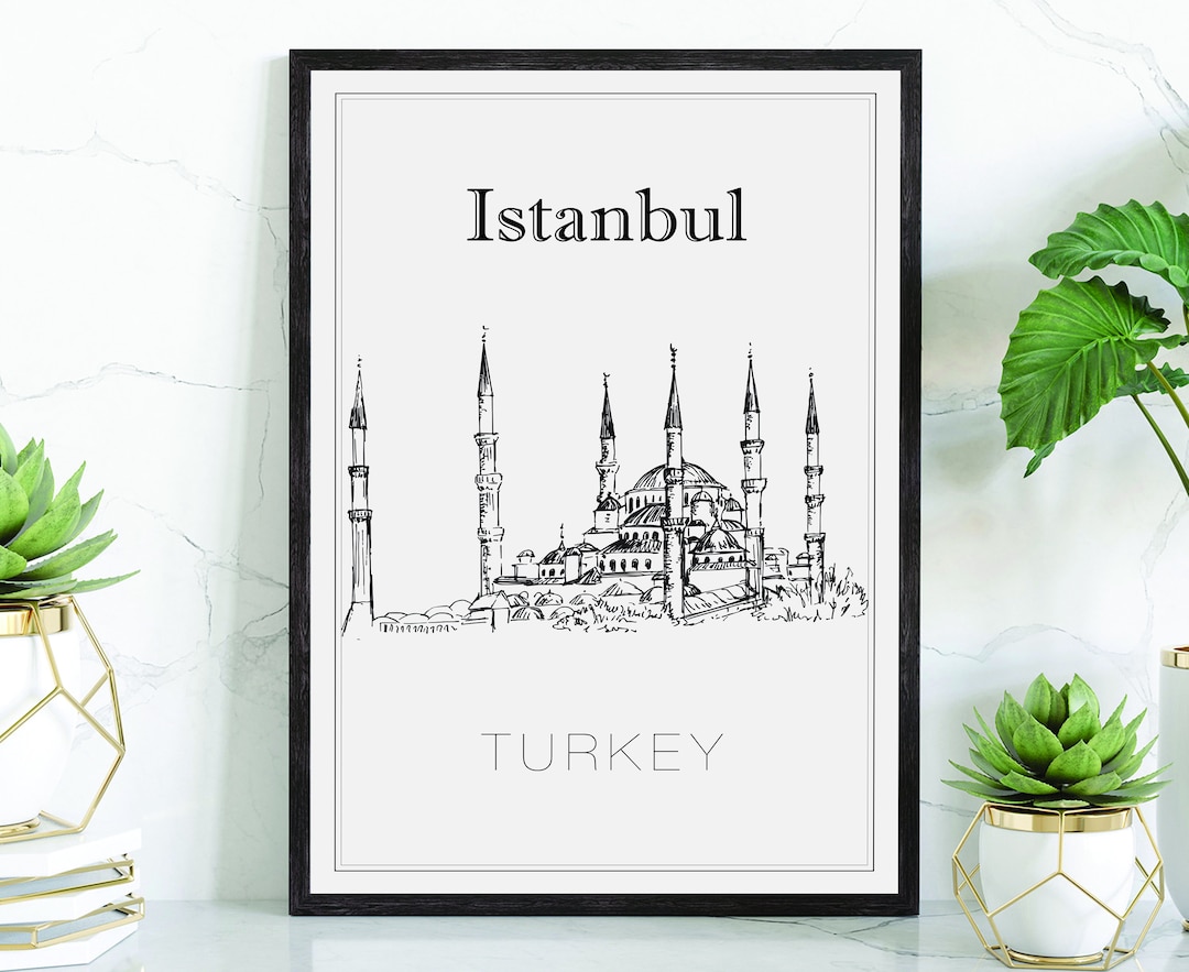 Hand Drawn Poster, Istanbul Travel Poster, Turkey Istanbul Poster Wall ...