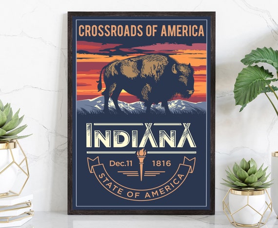 United States Indiana State Poster Indiana Poster Print | Etsy