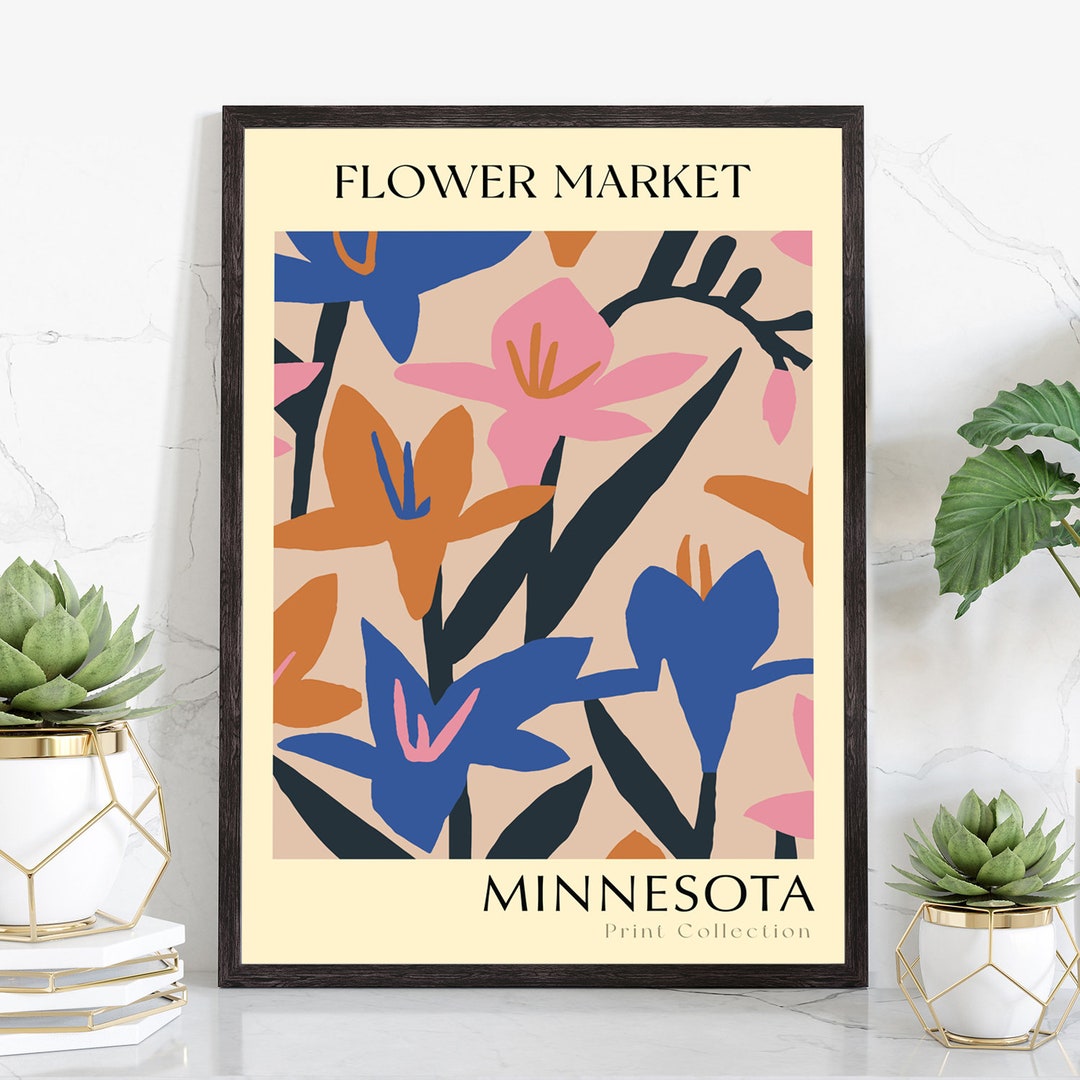 Minnesota State Flower Print, USA States Poster, Minnesota Flower ...