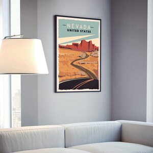 Retro Style Travel Poster, Nevada Vintage Rustic Poster Print, Home ...