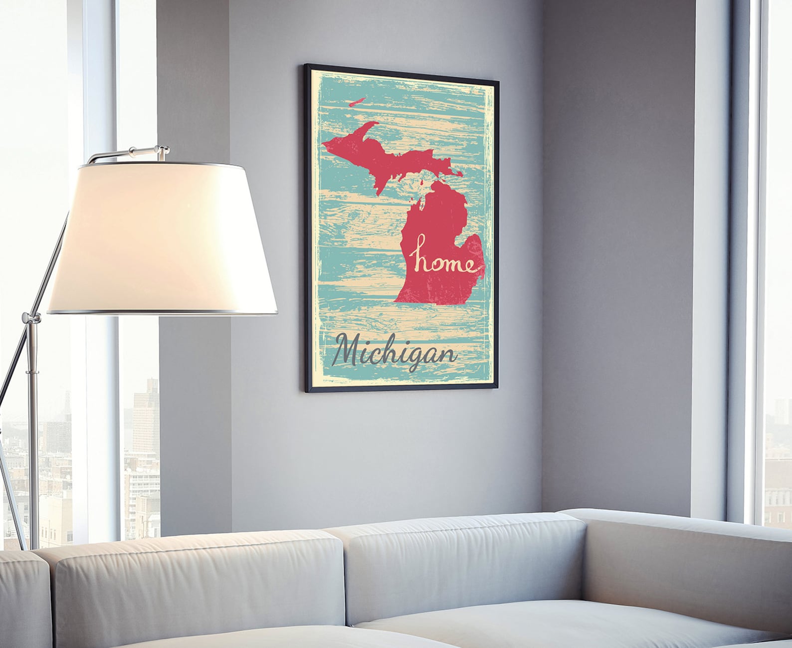 Retro Style Travel Poster, Michigan Vintage State Poster Printing, Home ...