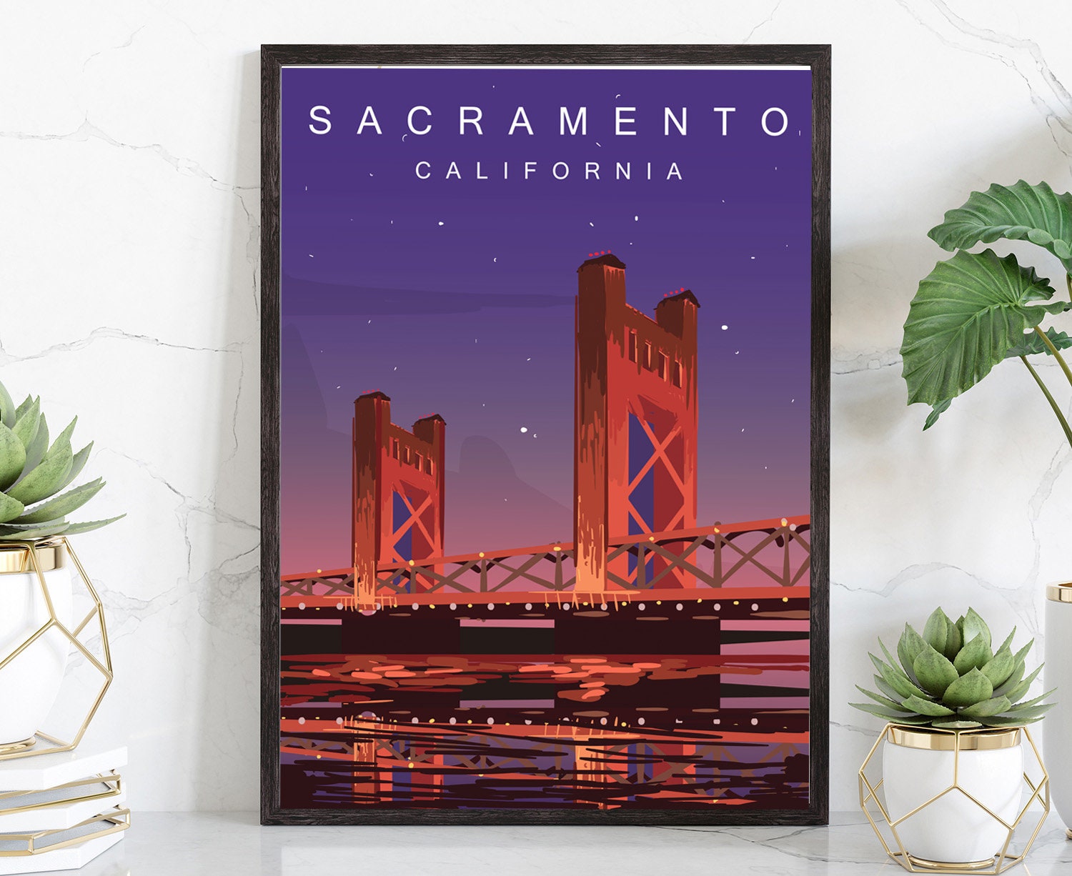 Retro Style Travel Poster Sacramento Vintage Rustic Poster | Etsy