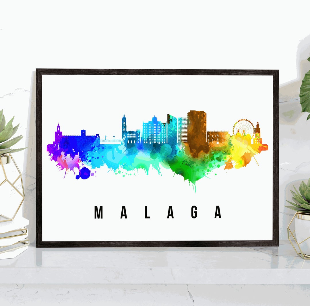 MALAGA - SPAIN Poster, Skyline Poster Cityscape and Landmark Malaga ...