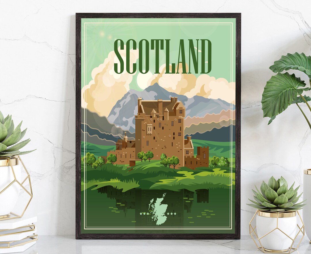 SCOTLAND TRAVEL POSTER, Scotland Cityscape and Landmark Poster Wall Art ...