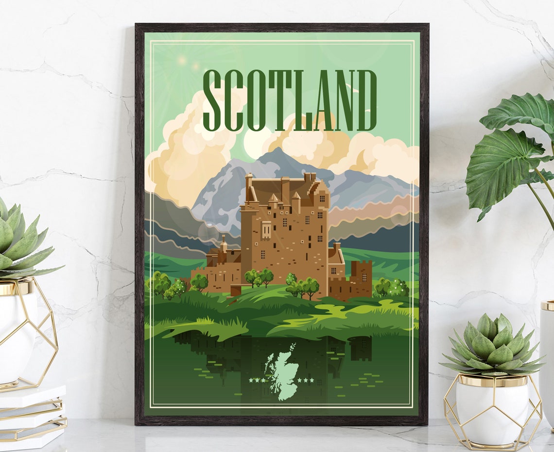 SCOTLAND TRAVEL POSTER Scotland Cityscape and Landmark Poster | Etsy