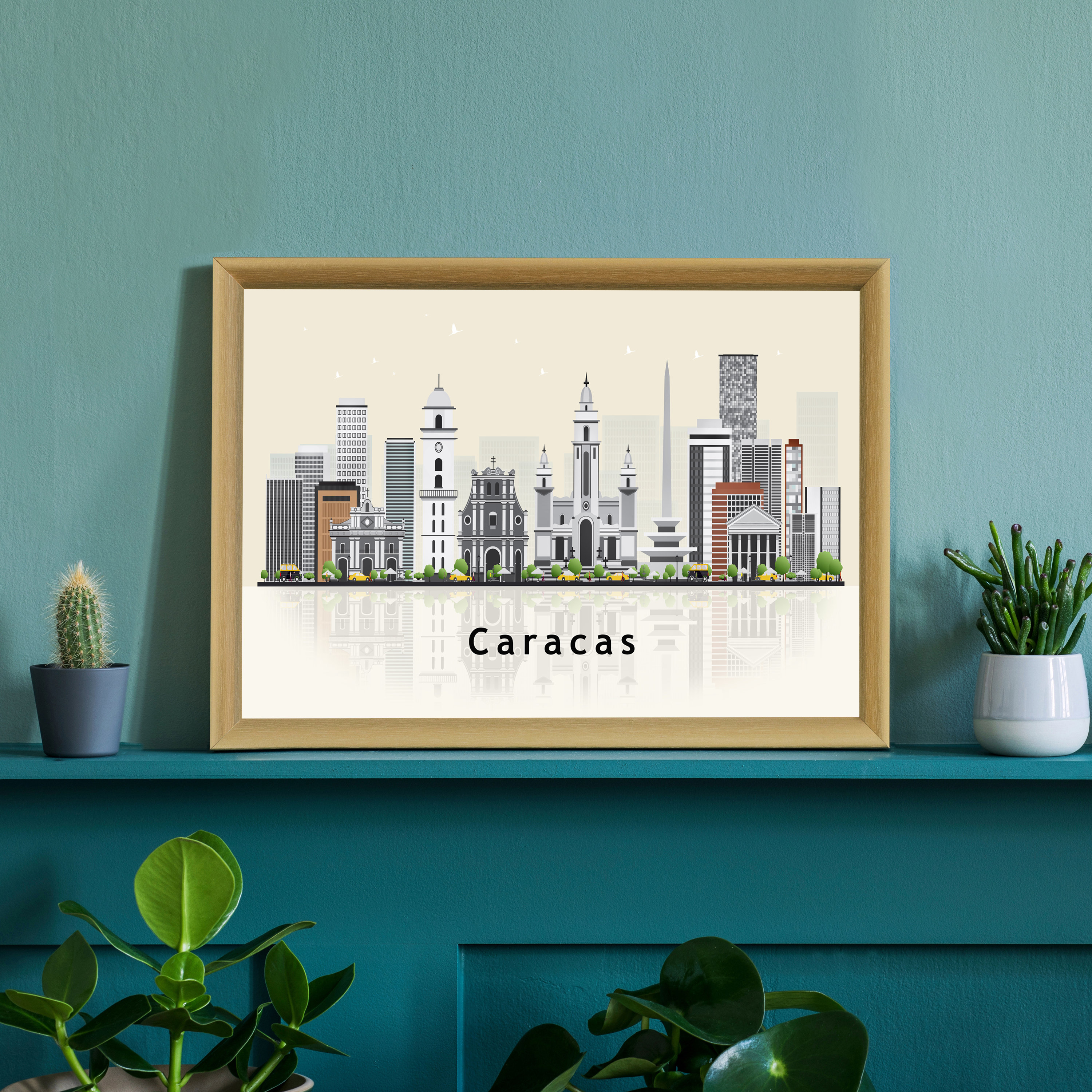 CARACAS VENEZUELA Illustration Skyline Poster, Modern Skyline Cityscape ...