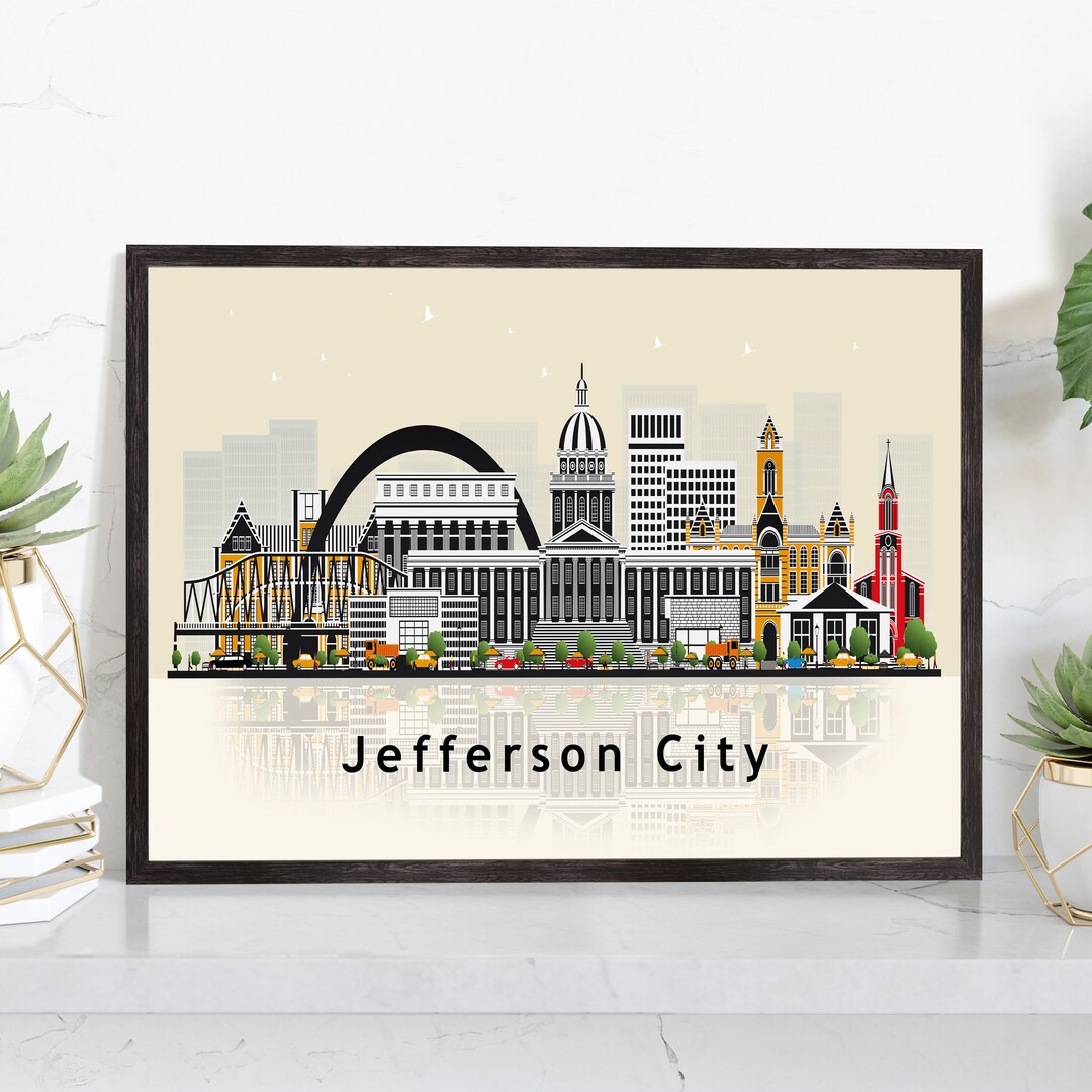 JEFFERSON CITY MISSOURI Illustration Skyline Poster, Missouri State ...